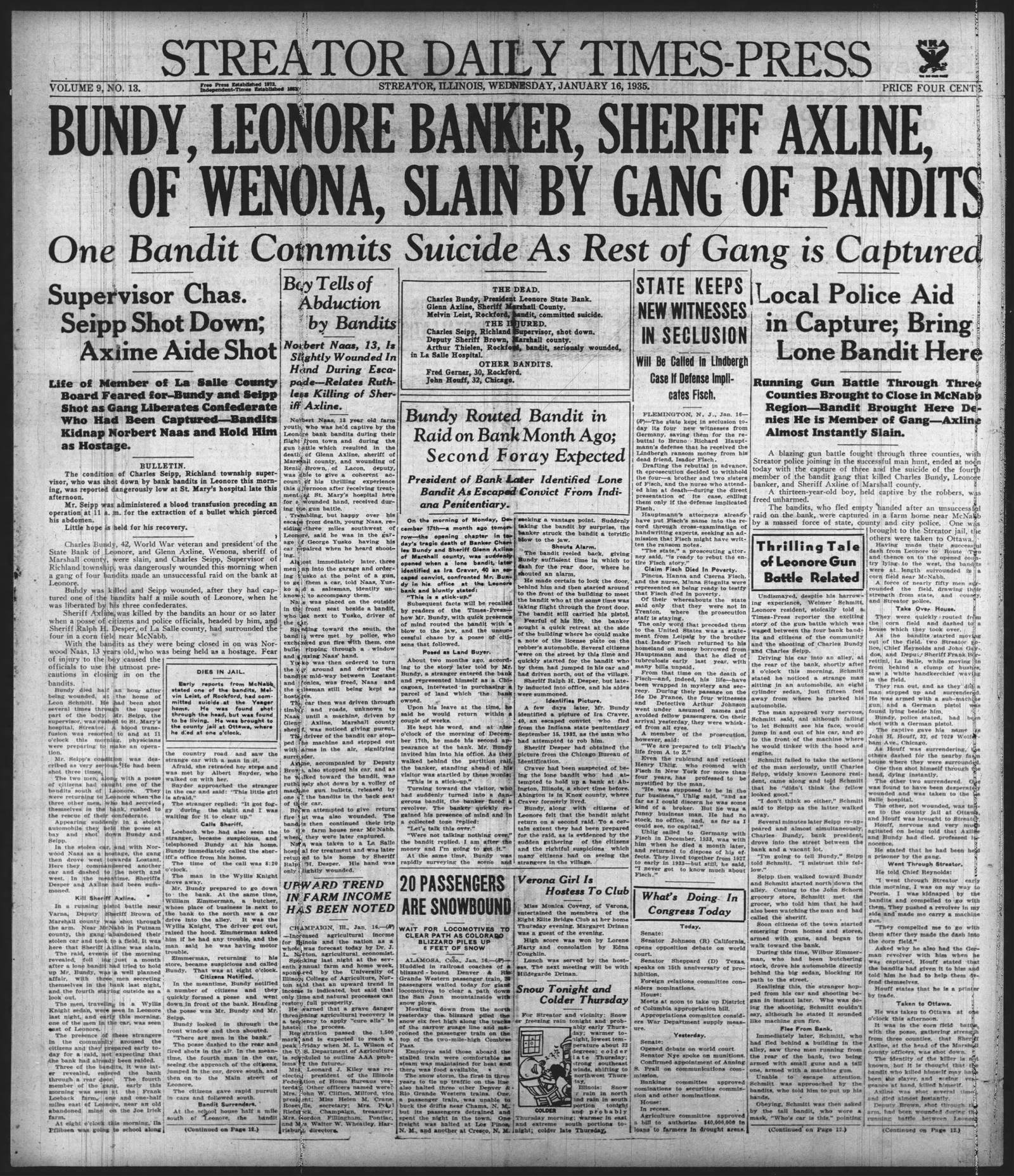 The 1935 Leonore Bank tragedy and more historical covers from January ...