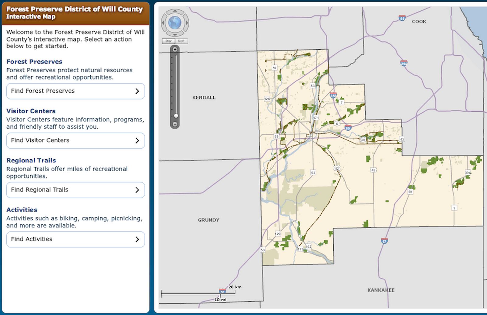Forest Preserve District of Will County's interactive map available ...
