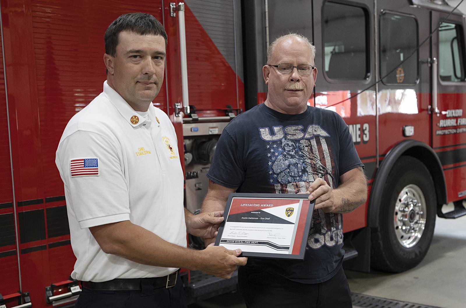Photos: Dixon Rural fire chief thanked for saving life – Shaw Local