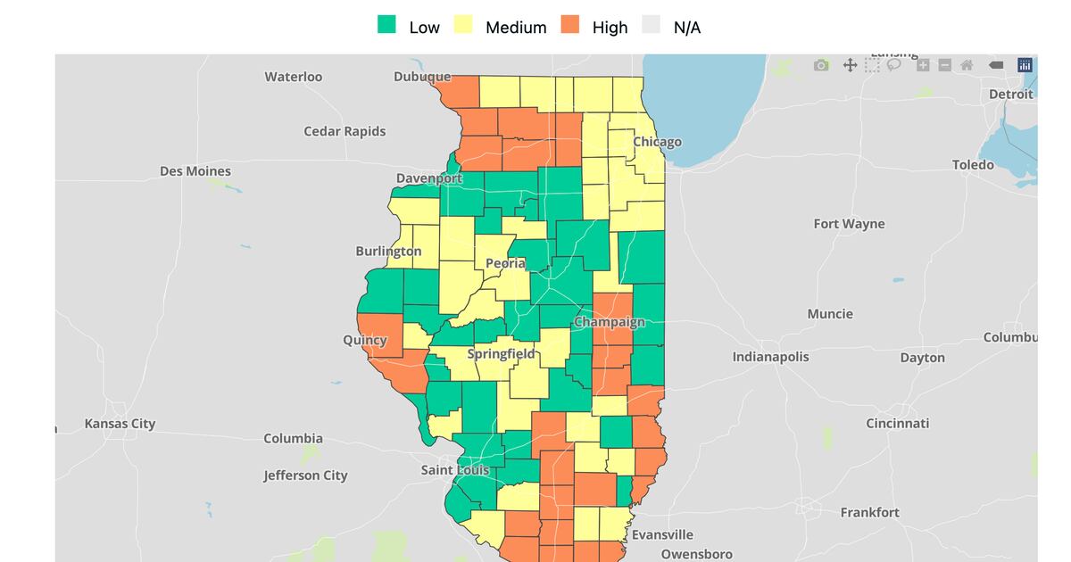 IDPH: 28 counties at ‘high’ COVID-19 risk; 40 at ‘medium’ risk – Shaw Local