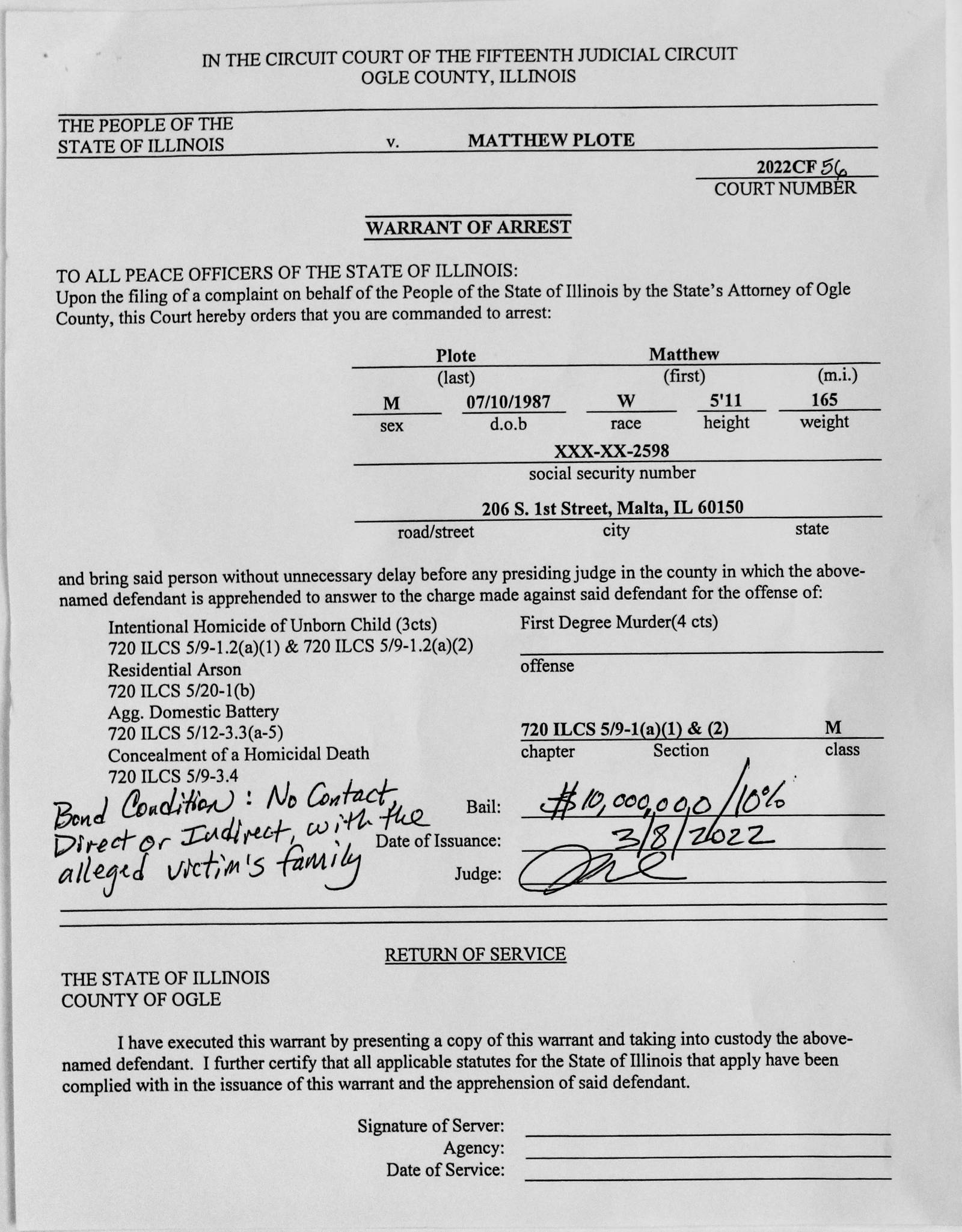 Warrant document for Matthew Plote – Shaw Local