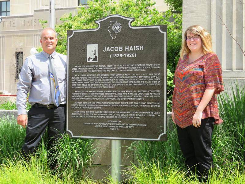 Jacob Haish's legacy commemorated with plaque at DeKalb Public Library ...