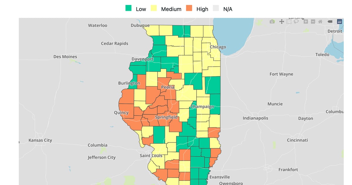 IDPH: 28 counties at ‘high’ COVID-19 risk, up from 5 last week – Shaw Local
