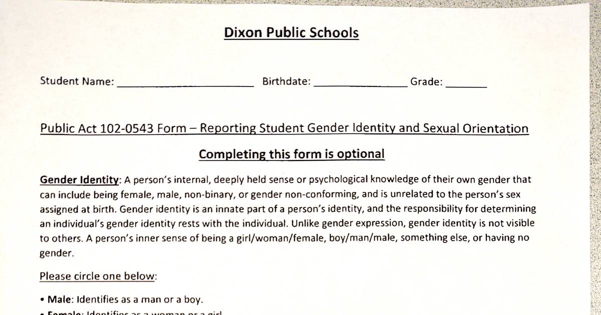 Dixon schools produce draft of optional gender identity form – Shaw Local