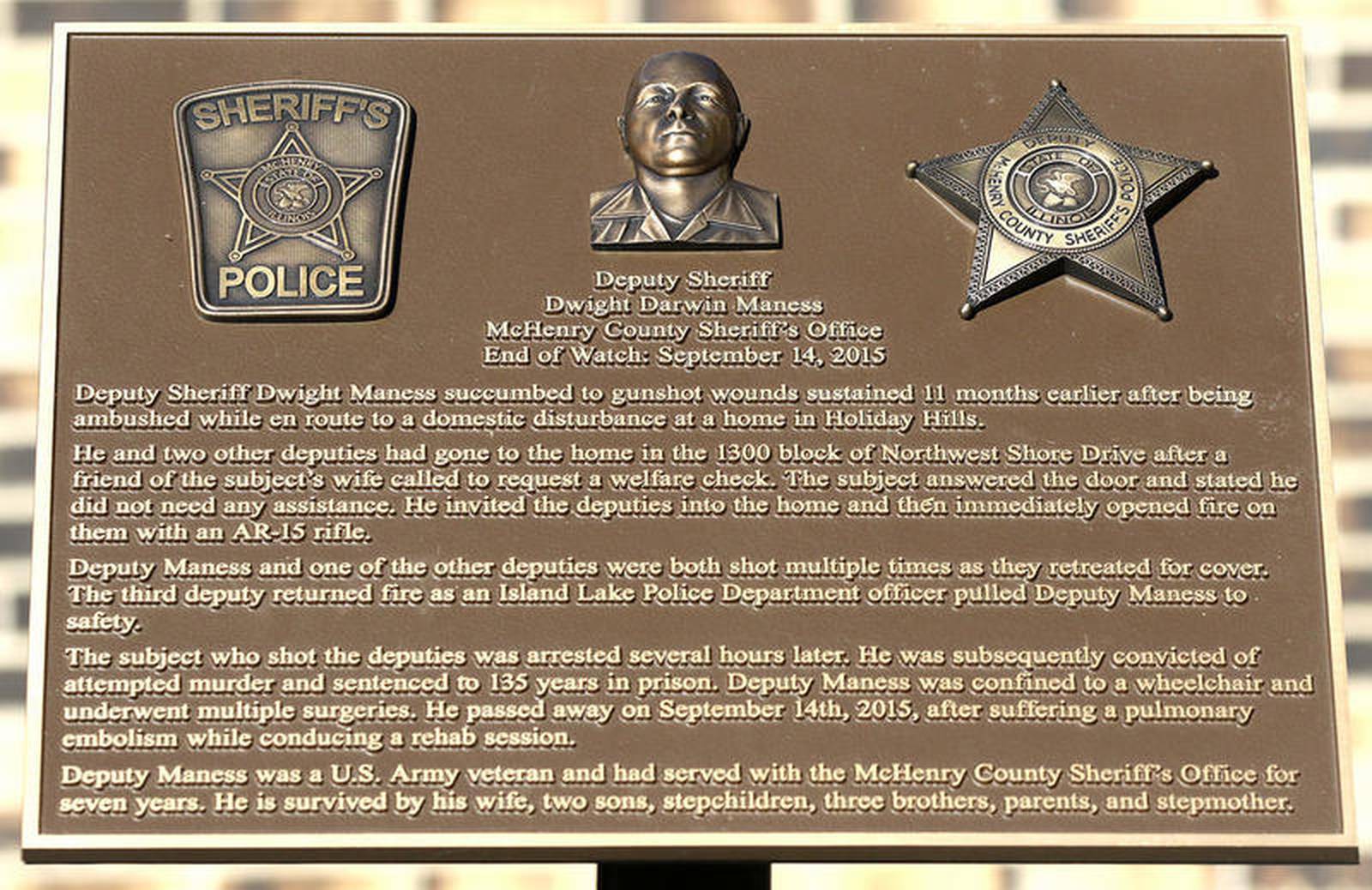 Holiday Hills police honor late Deputy Dwight Maness with new plaque ...