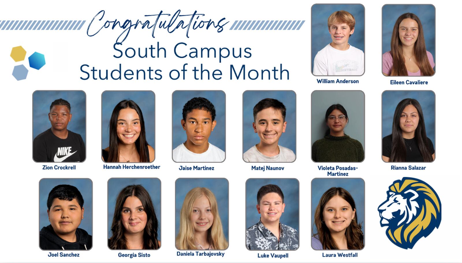 Lyons High School names October South Campus Students of the Month ...
