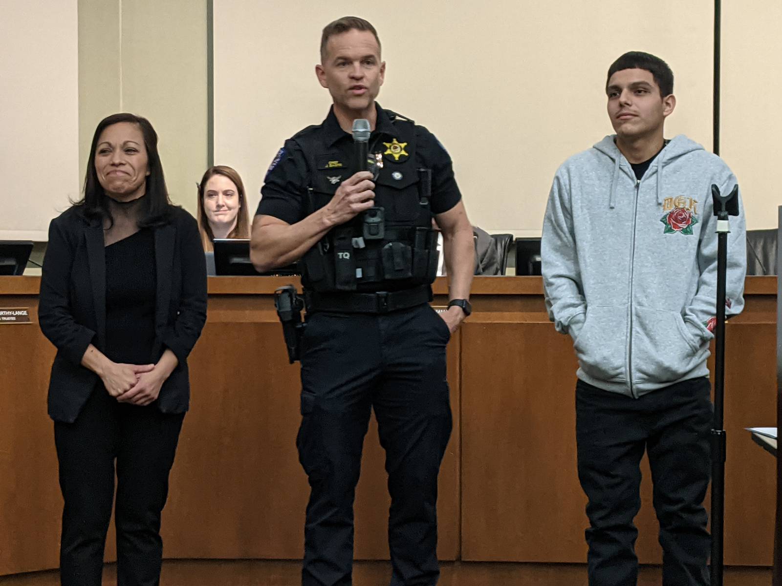 Oswego honors mother and son for subduing man charged in fatal attack ...