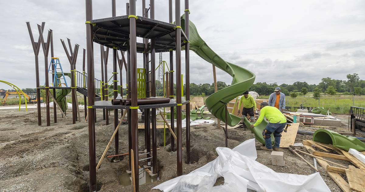 Photos: Playground equipment installation at Sterling's riverfront park ...