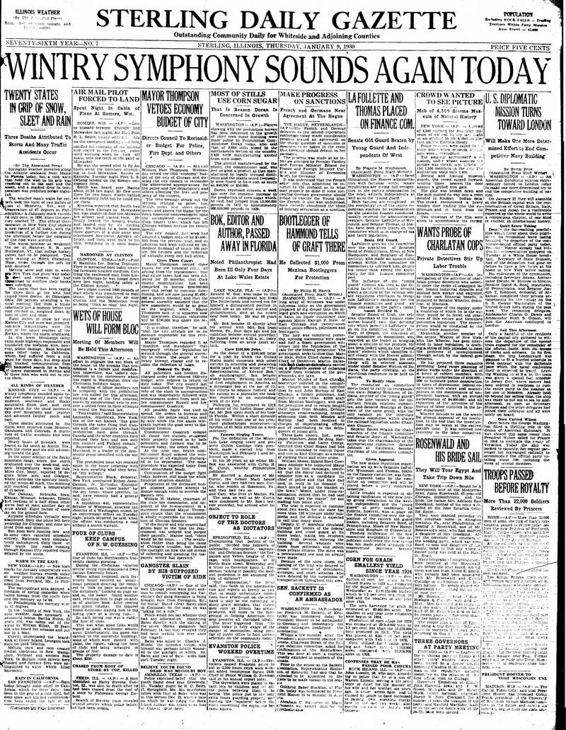 “Wintry Symphony Sounds Again Today” and more history on our Jan. 9 ...