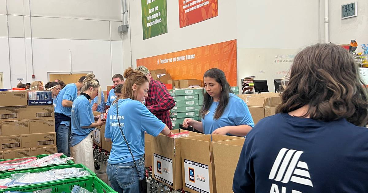 Photos: Aldi packs 6,000 boxes of food at Northern Illinois Food Bank ...