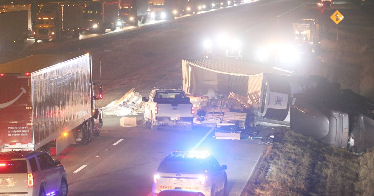Photos: Cattle hauler tips over on Interstate 80 near Ladd, halts ...