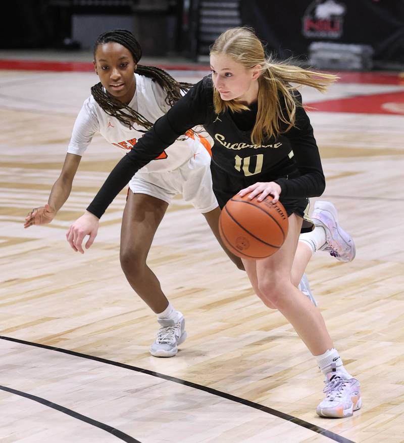 Photos: DeKalb, Sycamore girls basketball teams meet in game one of 2024 FNBO Challenge at NIU ...