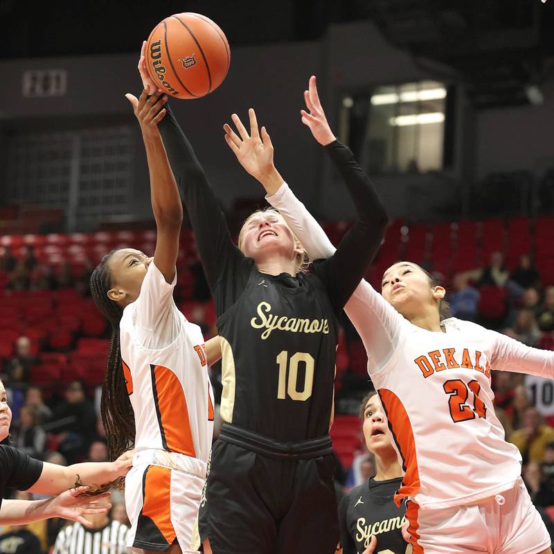 Photos: DeKalb, Sycamore girls basketball teams meet in game one of 2024 FNBO Challenge at NIU ...