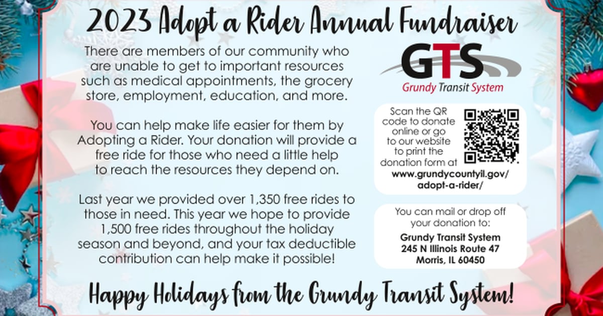 Grundy Transit System announces 2023 Adopt a Rider fundraiser – Shaw Local