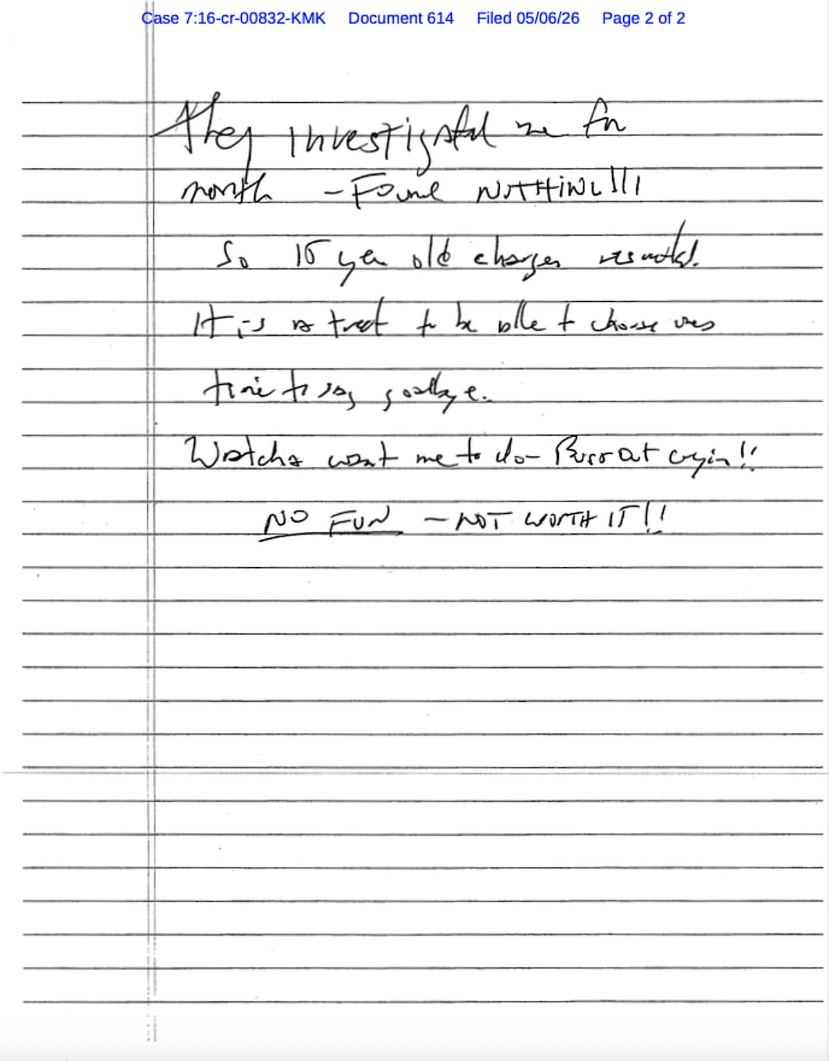A note a former cellmate says he found after Epstein’s suspected ...