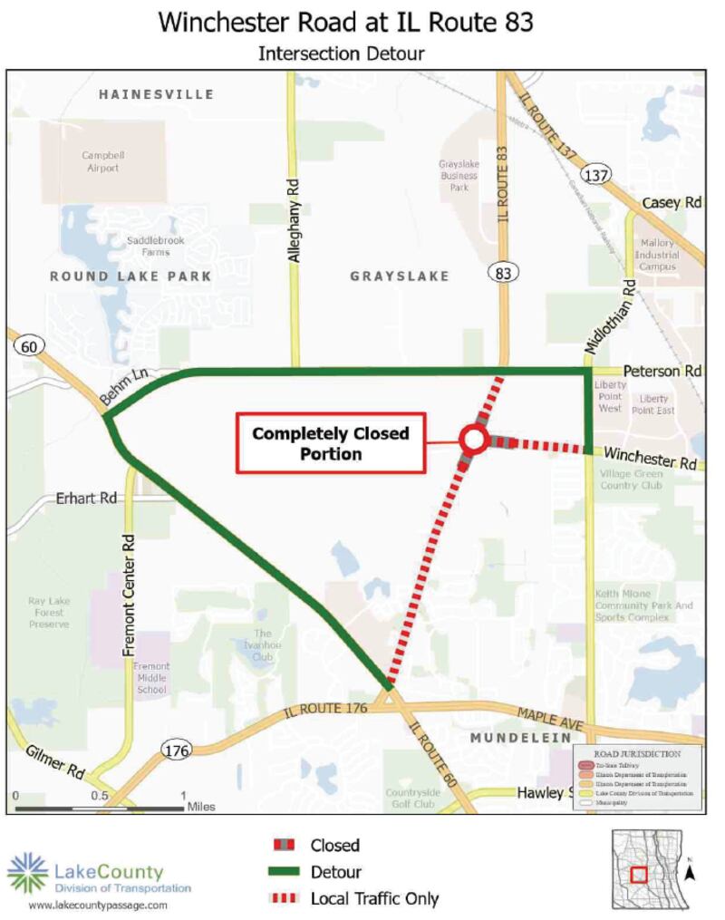 Winchester Road at Route 83 to close for intersection realignment ...