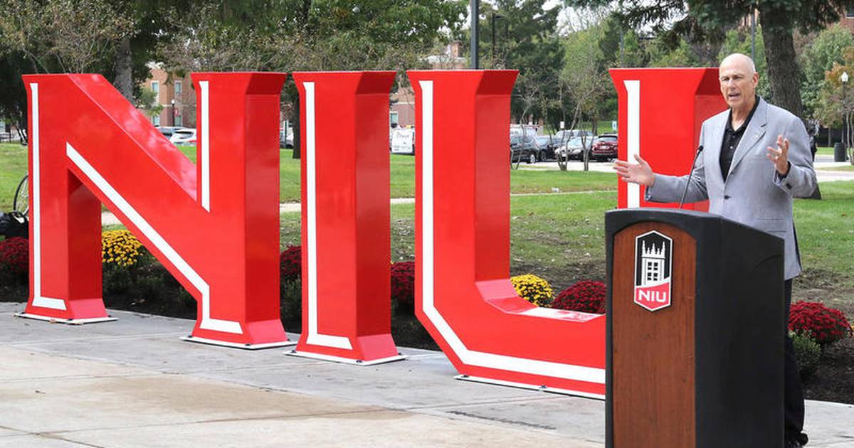 NIU president, donors unveil colorful sculpture to delighted audience ...